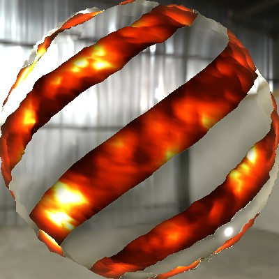 Glass Striped Fireball - Shaderfrog 2.0 Hybrid Graph Demo